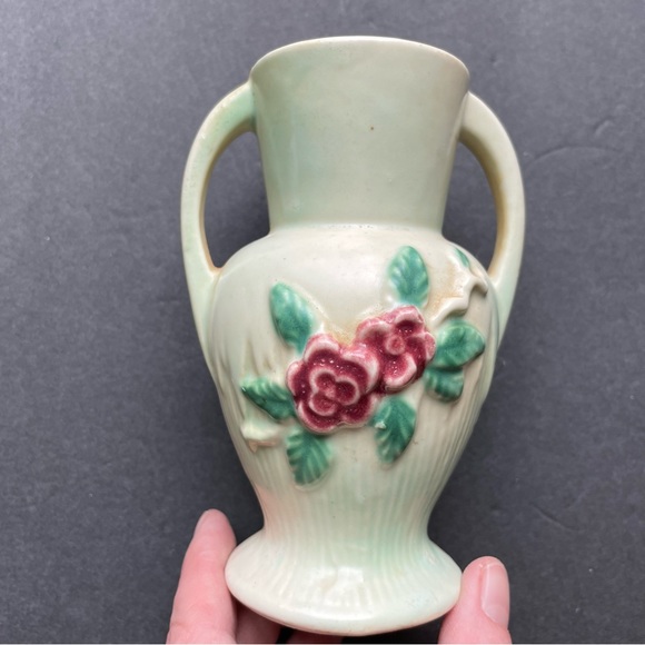 Accents | Vintage Pottery Vase With Roses Cottagecore | Poshmark